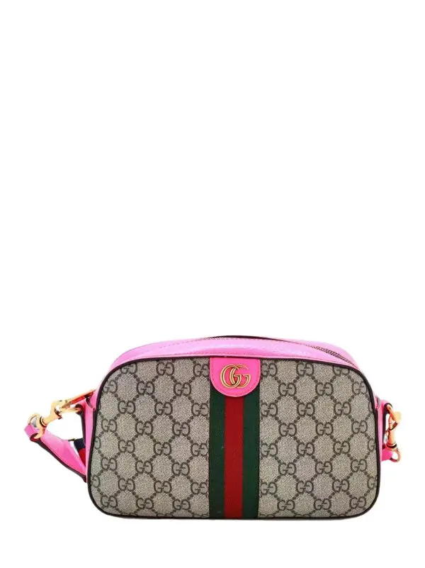 Gucci Ophidia Convertible Camera Bag Gg Coated Canvas With Leather Small Shoulder Bag - Brown