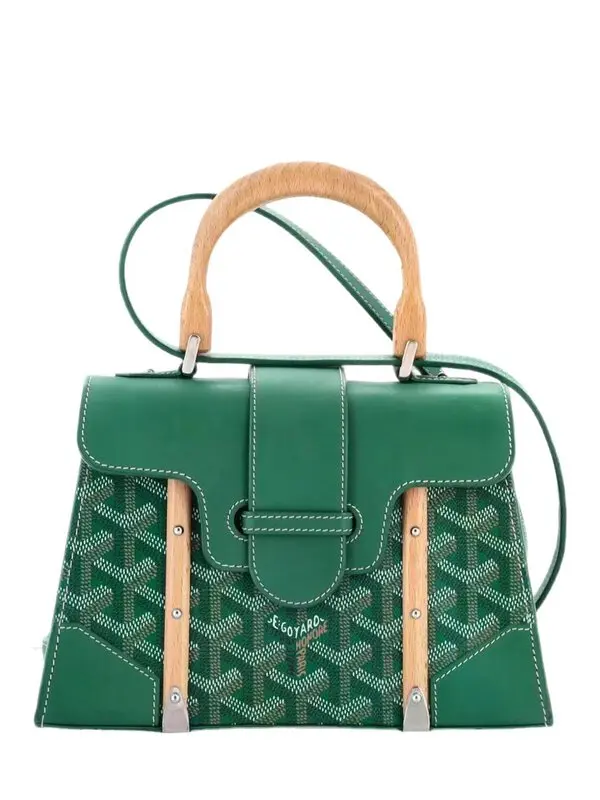 Goyard Structured Saigon Top Handle Bag Coated Canvas With Leather Mini Satchel - Green
