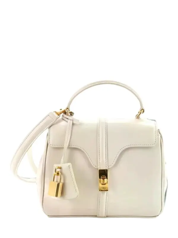 Celine 16 Top Handle Bag Smooth Calfskin Mini Satchel - Neutrals