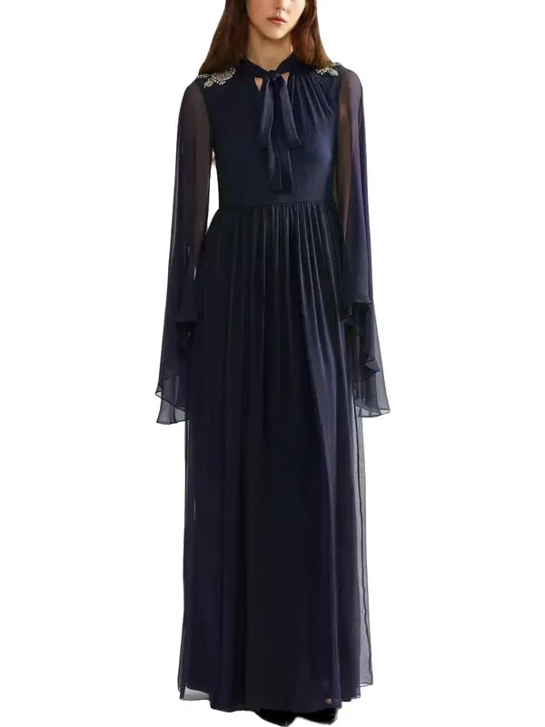Erdem Embellished Silk-creponne Maxi Gown - Blue