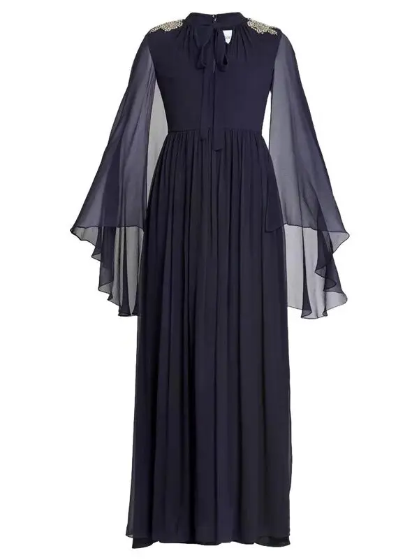 Erdem Embellished Silk-creponne Maxi Gown - Blue