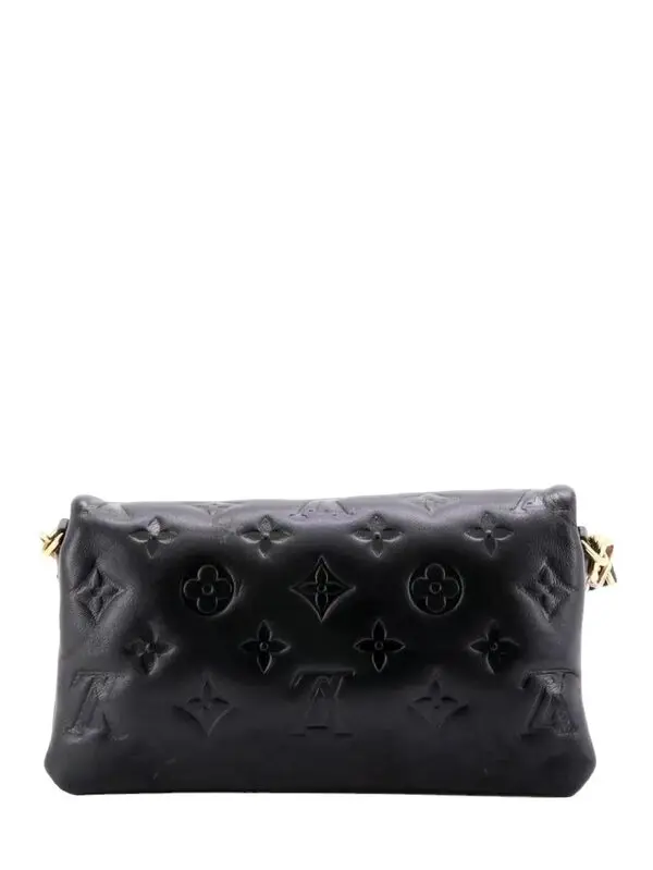 LOUIS VUITTON Convertible Coussin Pochette Monogram Embossed Lambskin Shoulder Bag - Black