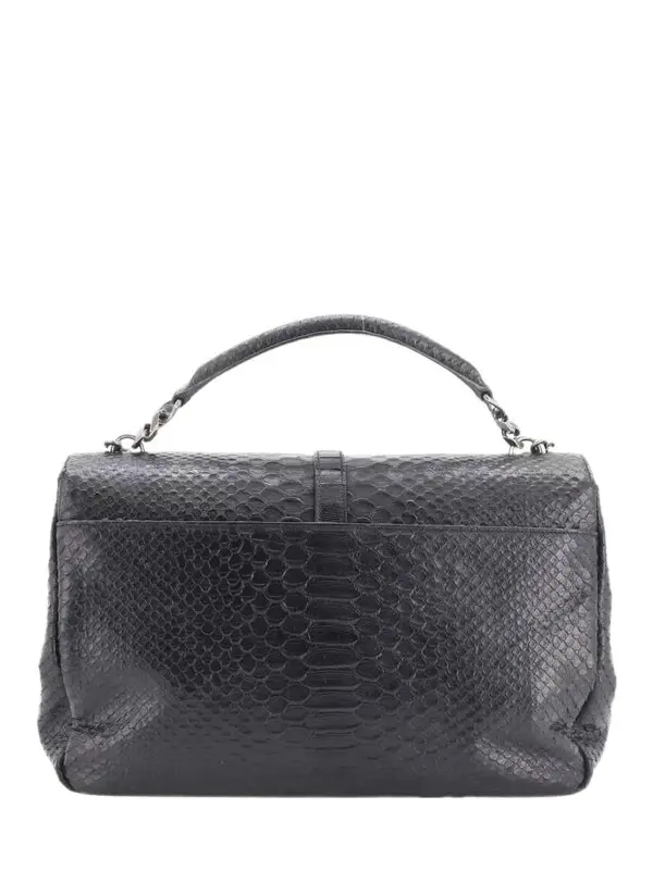 Saint Laurent Classic Monogram College Satchel Python Embossed Leather - Black
