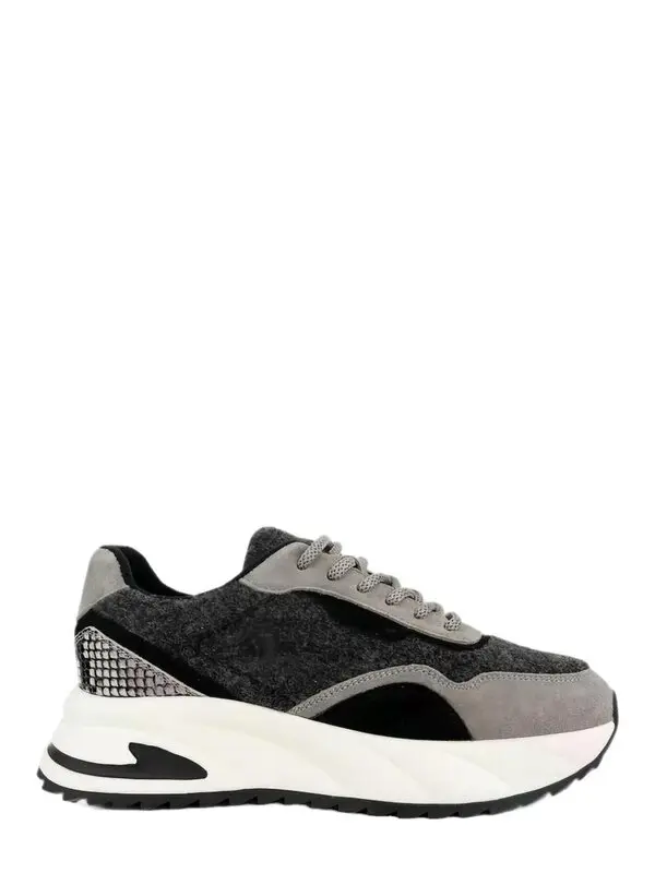 LINDA BAUMANN Snakeskin-effect Panelled Sneakers - Grey
