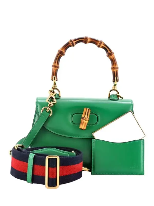 Gucci Bamboo 1947 Top Handle Bag Leather Satchel - Green
