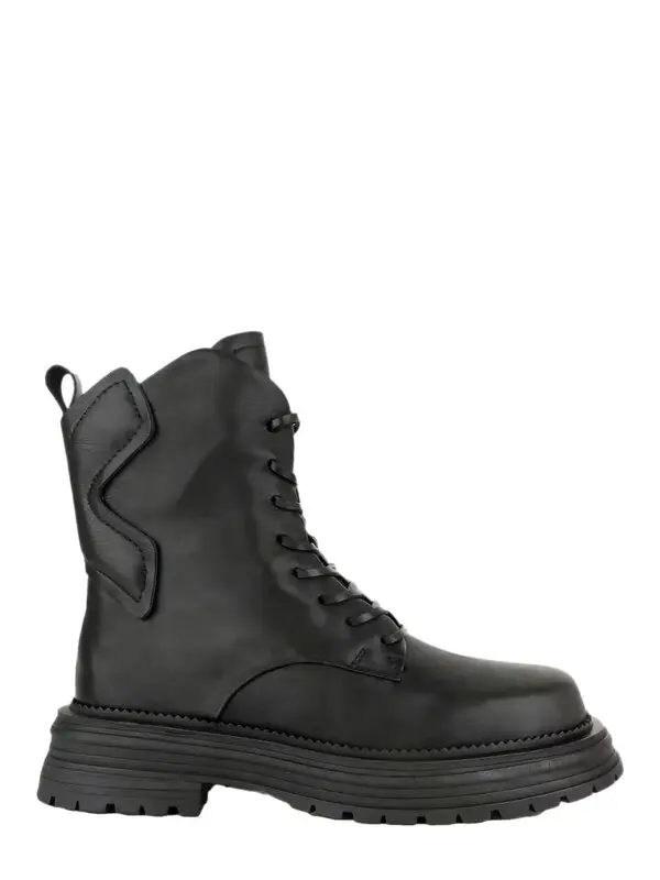 LINDA BAUMANN Paneled Lace-up Boots - Black
