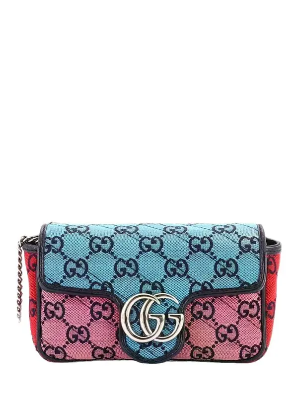 Gucci Gg Marmont Flap Bag Diagonal Quilted Gg Canvas Super Mini Crossbody Bag - Multicolour