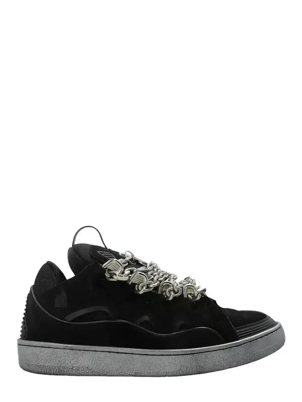 LANVIN Curb Chain-embellished Leather Sneakers - Black