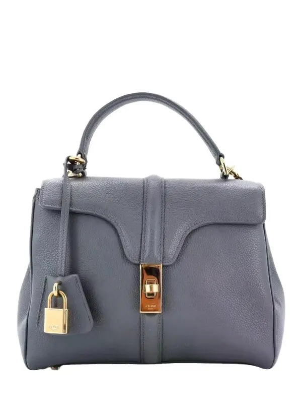 Celine 16 Top Handle Bag Grained Calfskin Small Satchel - Grey