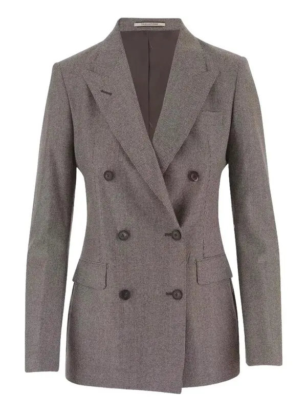 Tagliatore Double-breasted Micro-check Blazer - Brown