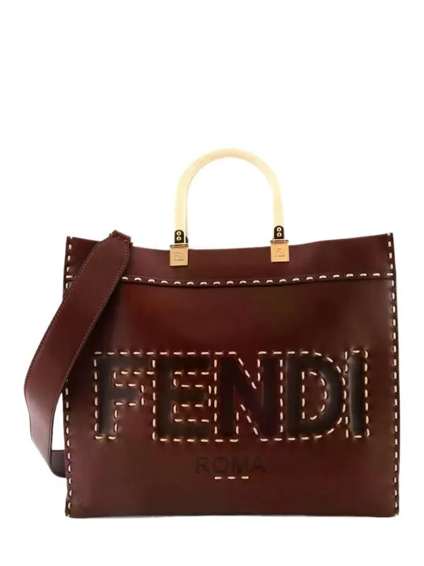 Fendi Sunshine Shopper Leather Medium Tote Bag - Brown