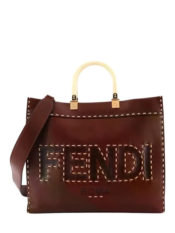 Fendi Sunshine Shopper Leather Medium Tote Bag - Brown