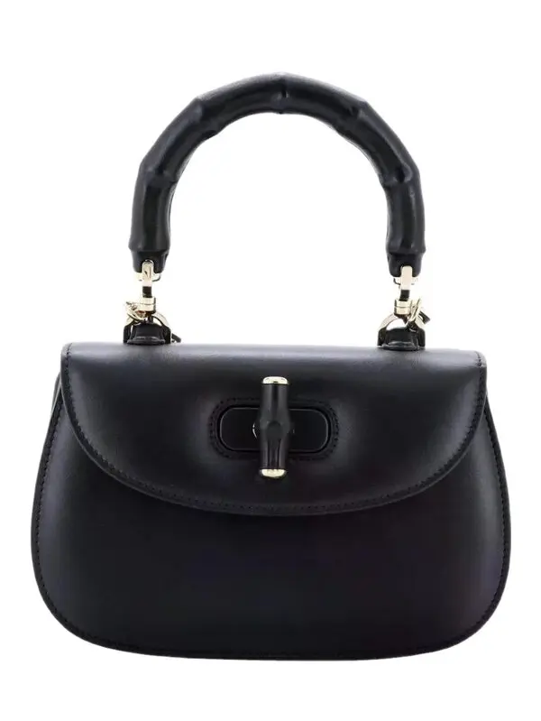 Gucci Bamboo 1947 Top Handle Bag Leather Small Satchel - Black