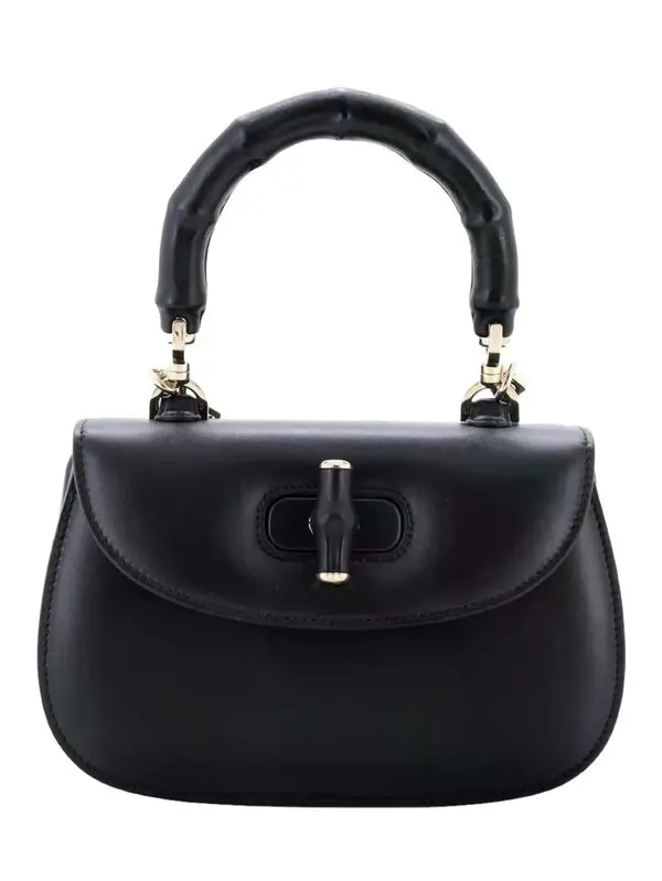 Gucci Bamboo 1947 Leather Top Handle Satchel - Black