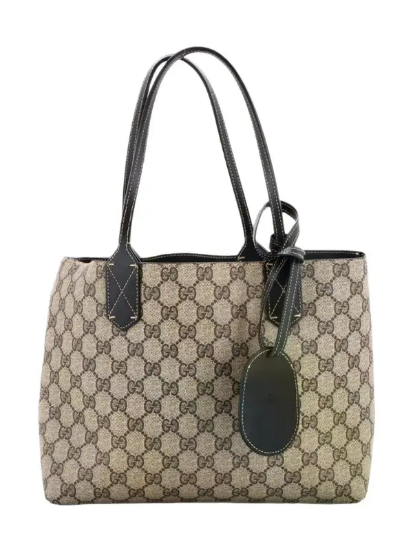 Gucci Reversible Gg Print Leather Small Tote Bag - Black
