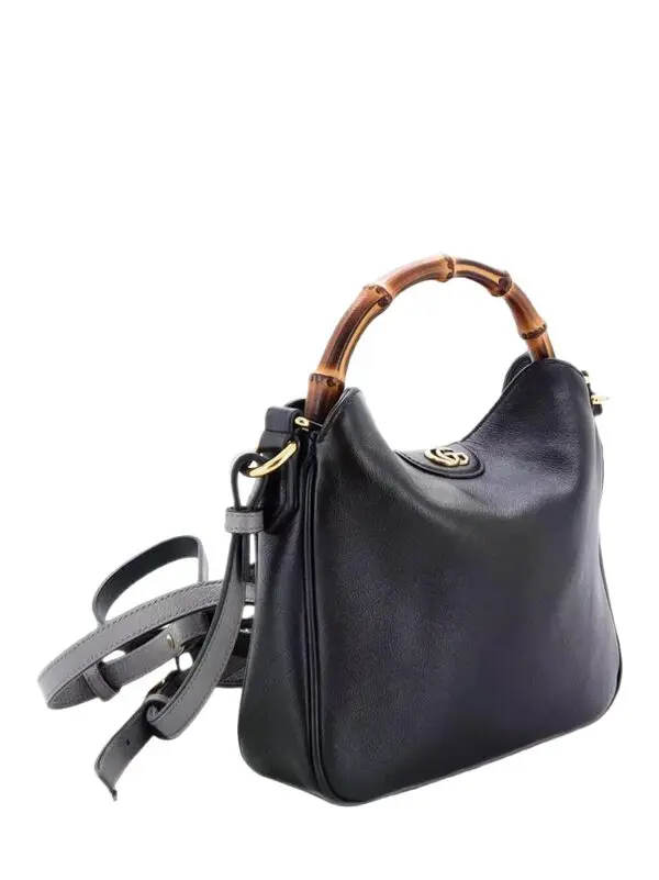 Gucci Diana Nm Bamboo Shoulder Bag Leather Small Tote Bag - Black