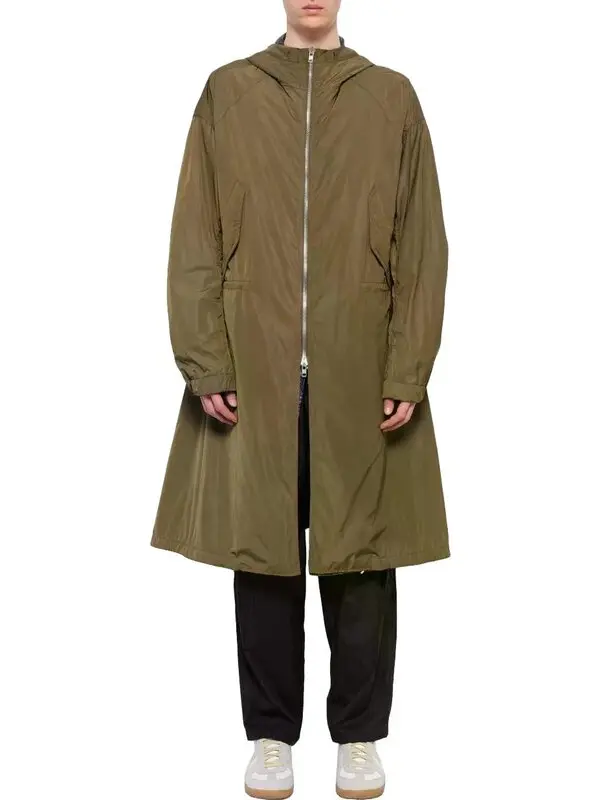 JUUN.J Hooded Slogan-print Long Parka - Green