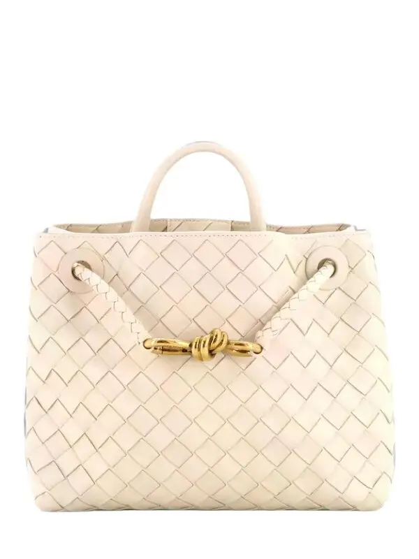 Bottega Veneta Andiamo Top Handle Bag Intrecciato Nappa Small Satchel - White