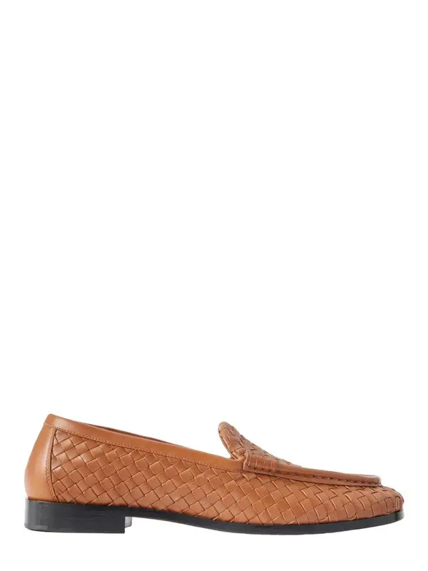 Bottega Veneta Silenzio Intrecciato Leather Loafers - Brown