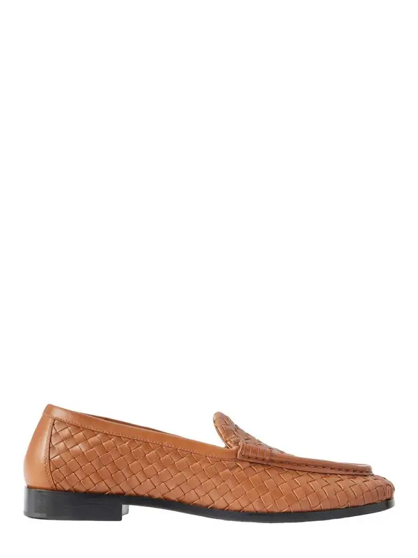 Bottega Veneta Silenzio Intrecciato Leather Loafers - Brown