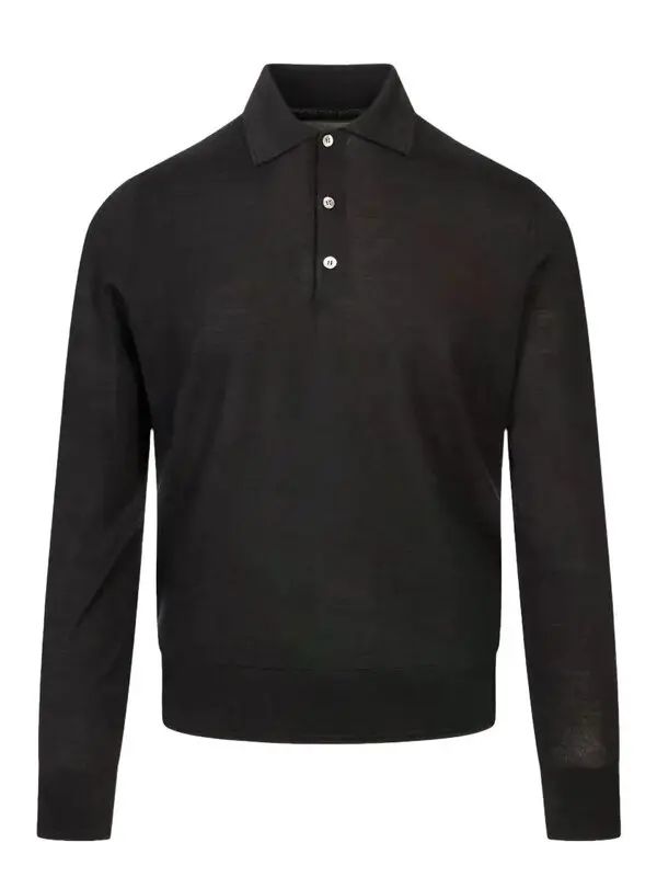 Canali Long-sleeve Polo Shirt - Black