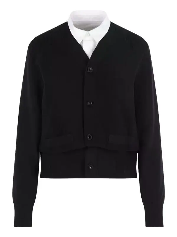 Sacai Layered V-neck Cardigan - Black