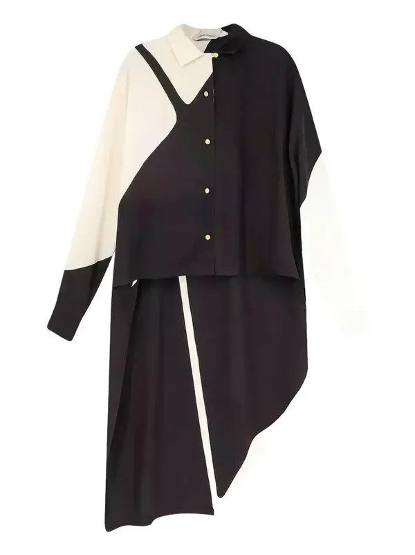 Alberta Ferretti Graphic-print Asymmetric Shirt - Black