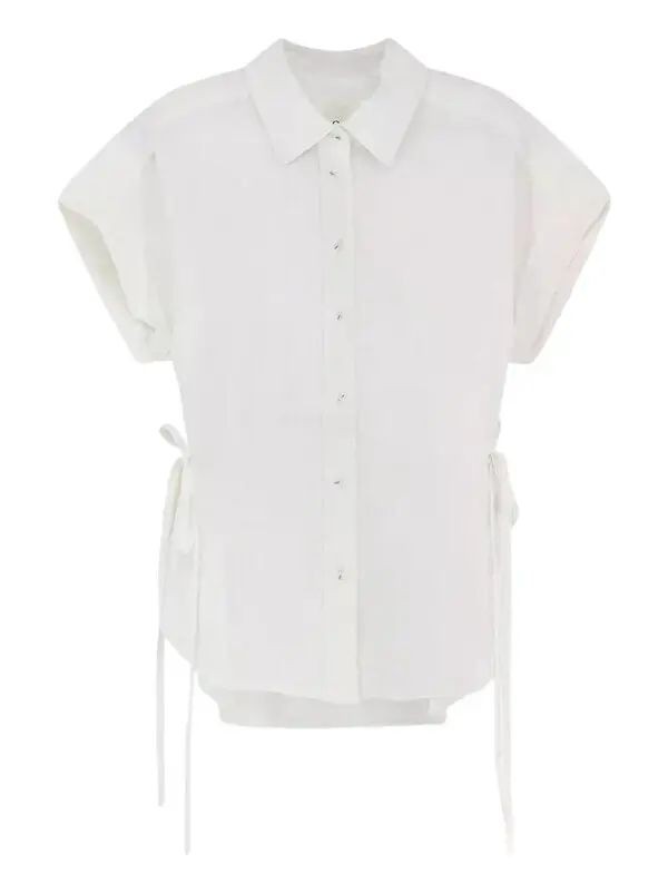 Closed Tie-detail Linen Shirt - White