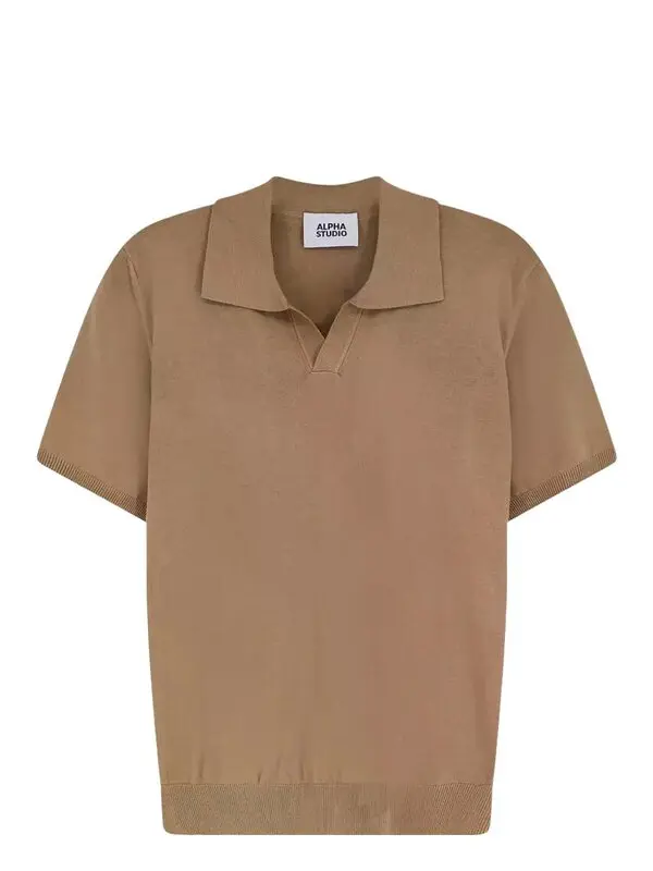 Alpha Studio Short-sleeve Polo-collar T-shirt - Neutrals