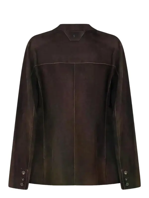 SALVATORE SANTORO Coffee Notch Lapel Suede Jacket - Brown