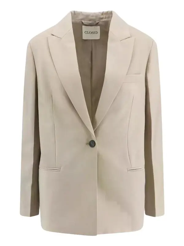 Closed Single-breasted Peak-lapel Blazer - Neutrals