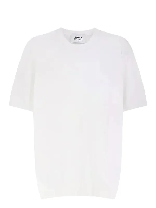 Alpha Studio Short-sleeve Ribbed-trim Sweater - White