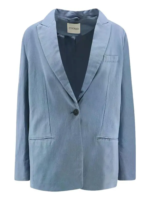 Closed Single-breasted Peak-lapel Blazer - Blue
