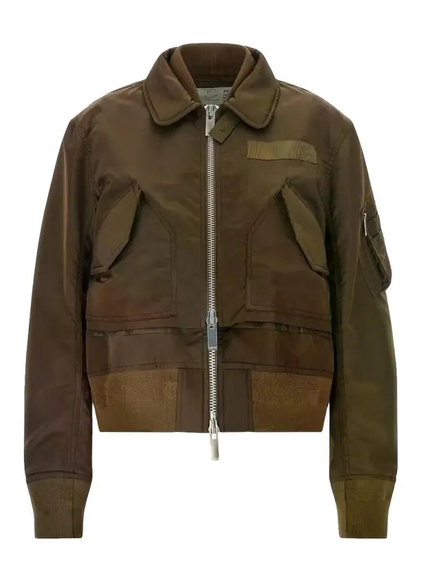 Sacai Layered Zip-up Jacket - Brown
