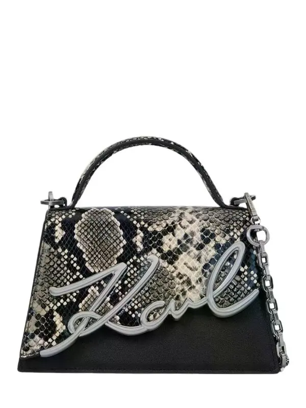 Karl Lagerfeld Small K/signature Cross Body Python Bag - Neutrals