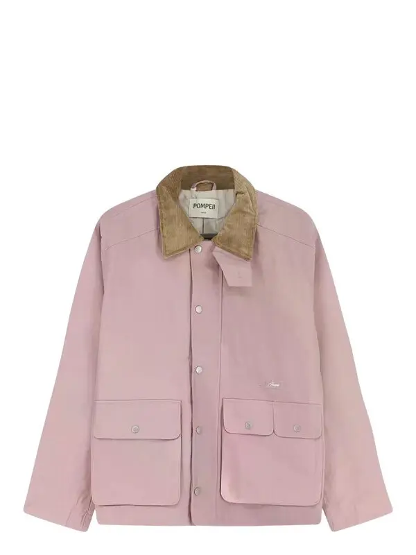 POMPEII Corduroy Collar Zip And Snap-button Fastening Denim Jacket - Pink