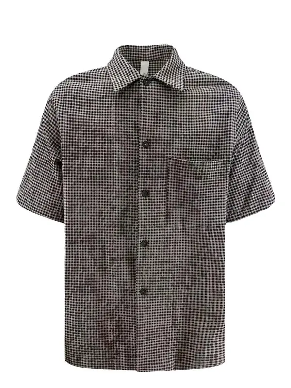 HEVO Check-pattern Short-sleeve Shirt - Black