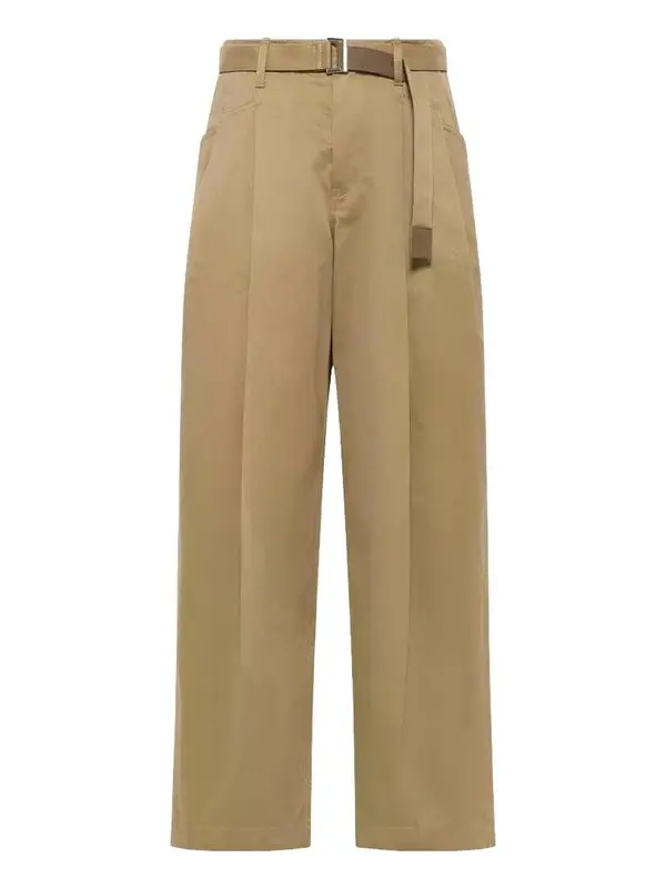 Sacai Belted Straight-leg Trousers - Neutrals