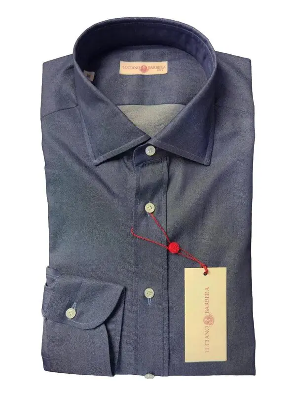 Luciano Barbera Chambray Cotton Shirt - Blue