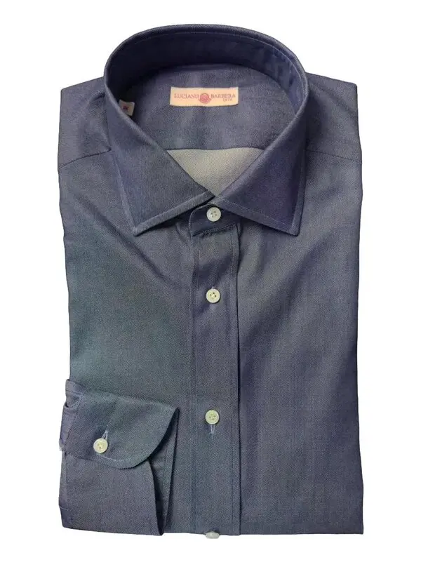 Luciano Barbera Chambray Cotton Shirt - Blue