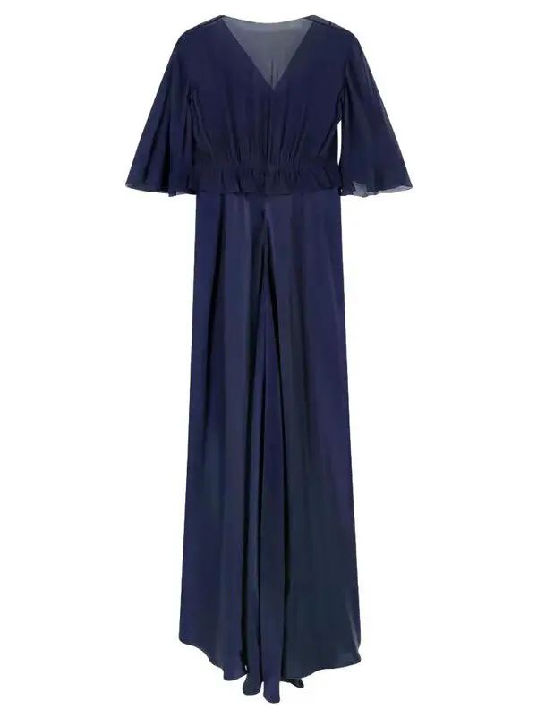 Alberta Ferretti Ruffled Satin-finish Maxi Dress - Blue