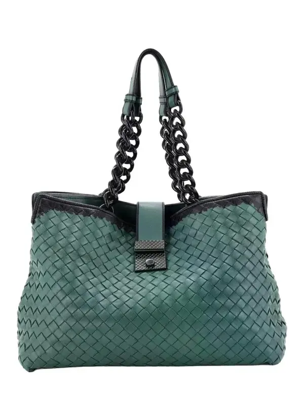 Bottega Veneta Roma Bag Intrecciato Nappa Medium Tote Bag - Green