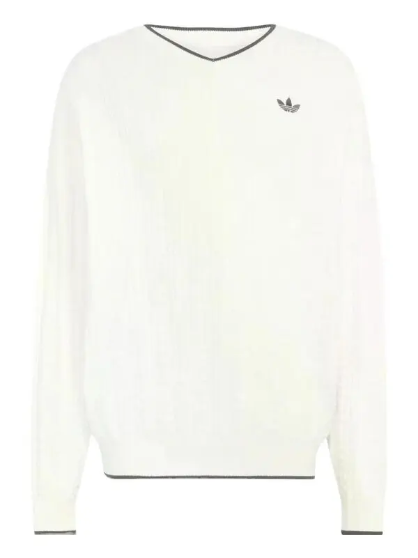 Adidas Cable-knit V-neck Pullover - Neutrals