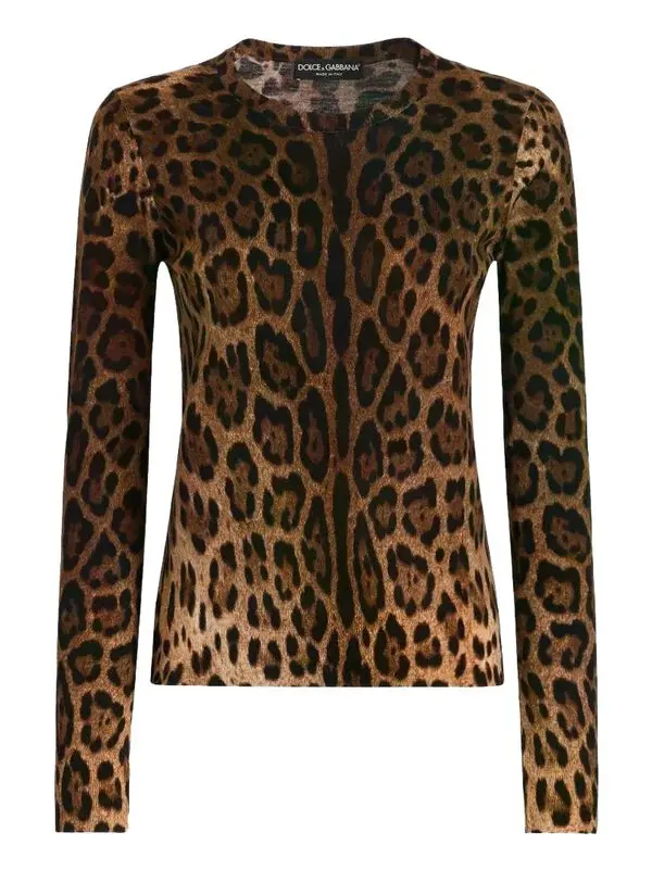 Dolce & Gabbana Leo-print Wool Pullover - Brown