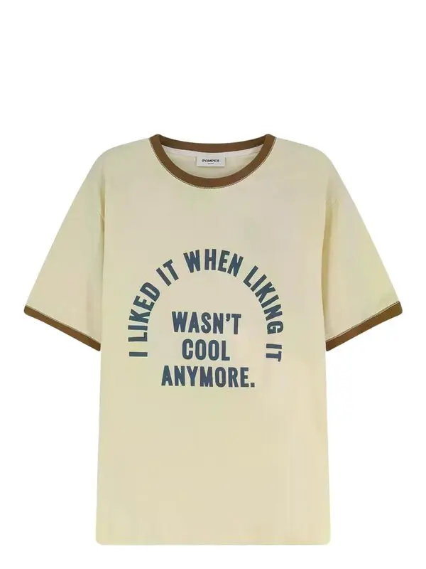 POMPEII Slogan-print Ringer T-shirt - Neutrals