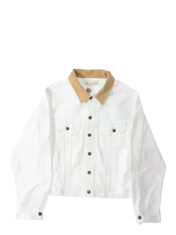 CHERRY LA Corduroy Collar Denim Jacket - White