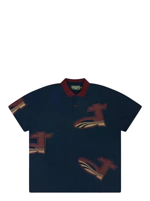 DENIM TEARS Graphic-print Polo Shirt - Blue