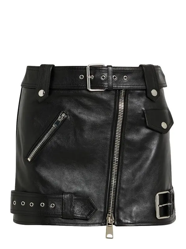 Alexander McQueen Zipdetailed Leather Mini Skirt - Black