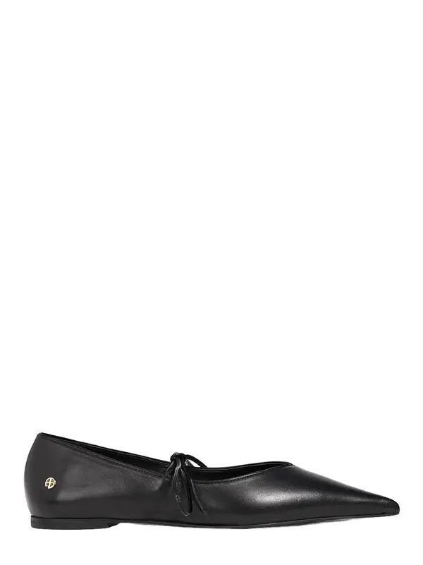ANINE BING Nikki Leather Pointtoe Flats - Black