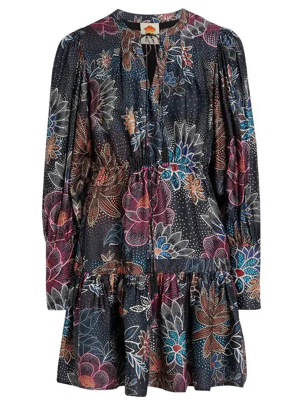 Farm Rio Printed Crepe Mini Dress - Black